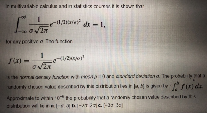 Solved In multivariable calculus and in statistics courses | Chegg.com