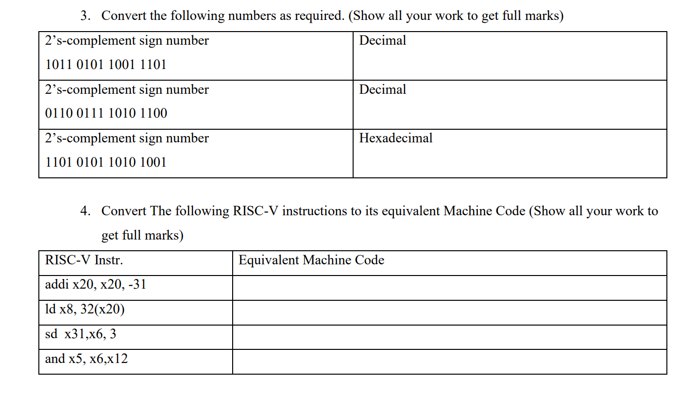 Solved 3. Convert the following numbers as required. (Show | Chegg.com