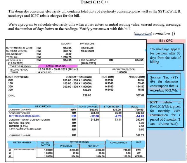 Solved Tutorial 1: CH The domestic consumer electricity bill | Chegg.com