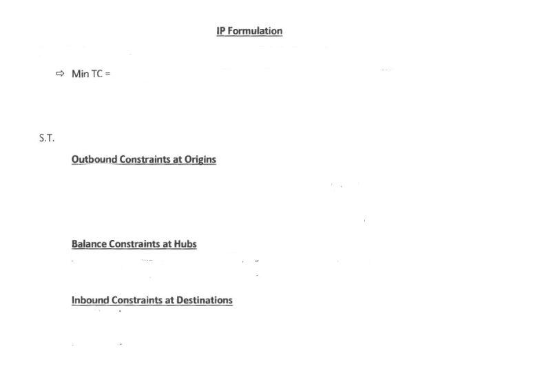IP Formulation Min TC = S.T. Outbound Constraints at | Chegg.com
