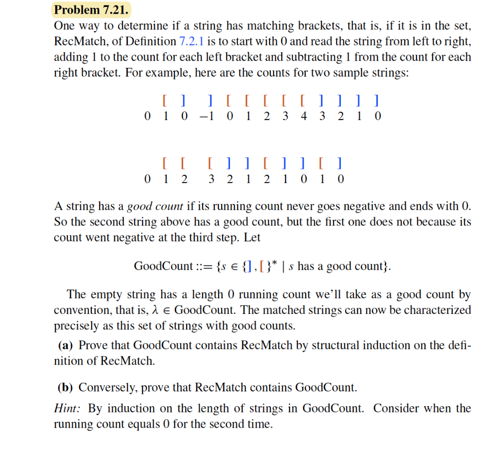 Problem 7.21. One way to determine if a string has | Chegg.com