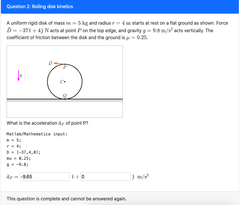 Solved A uniform rigid disk of mass and radius starts at | Chegg.com