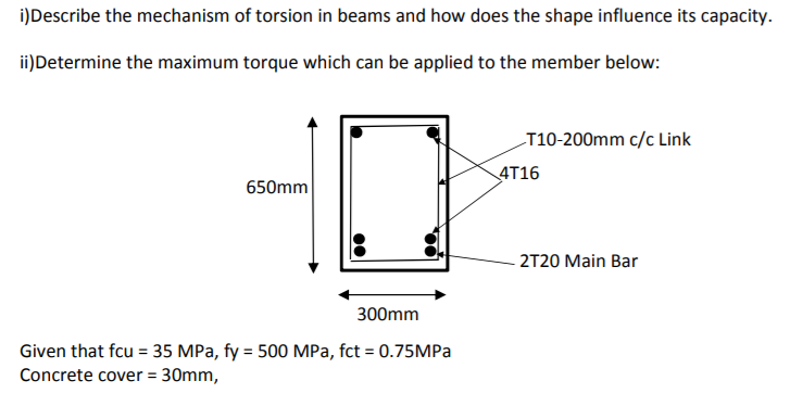 Solved i)Describe the mechanism of torsion in beams and how | Chegg.com