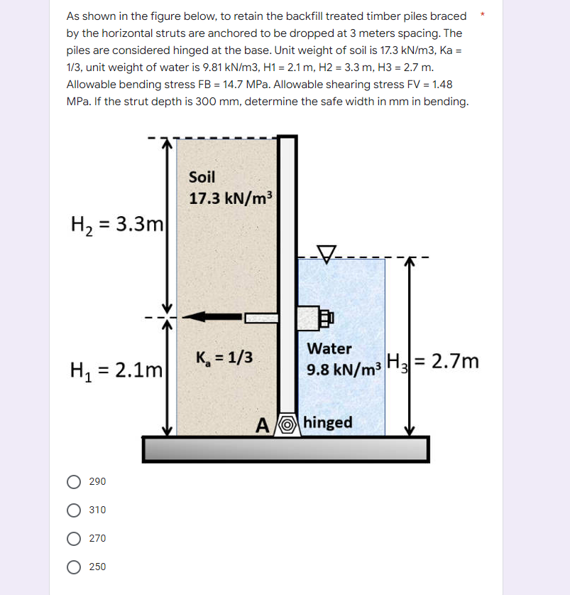 Solved As shown in the figure below, to retain the backfill | Chegg.com