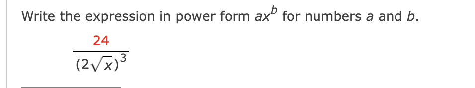 Solved Write the expression in power form axb for numbers a | Chegg.com