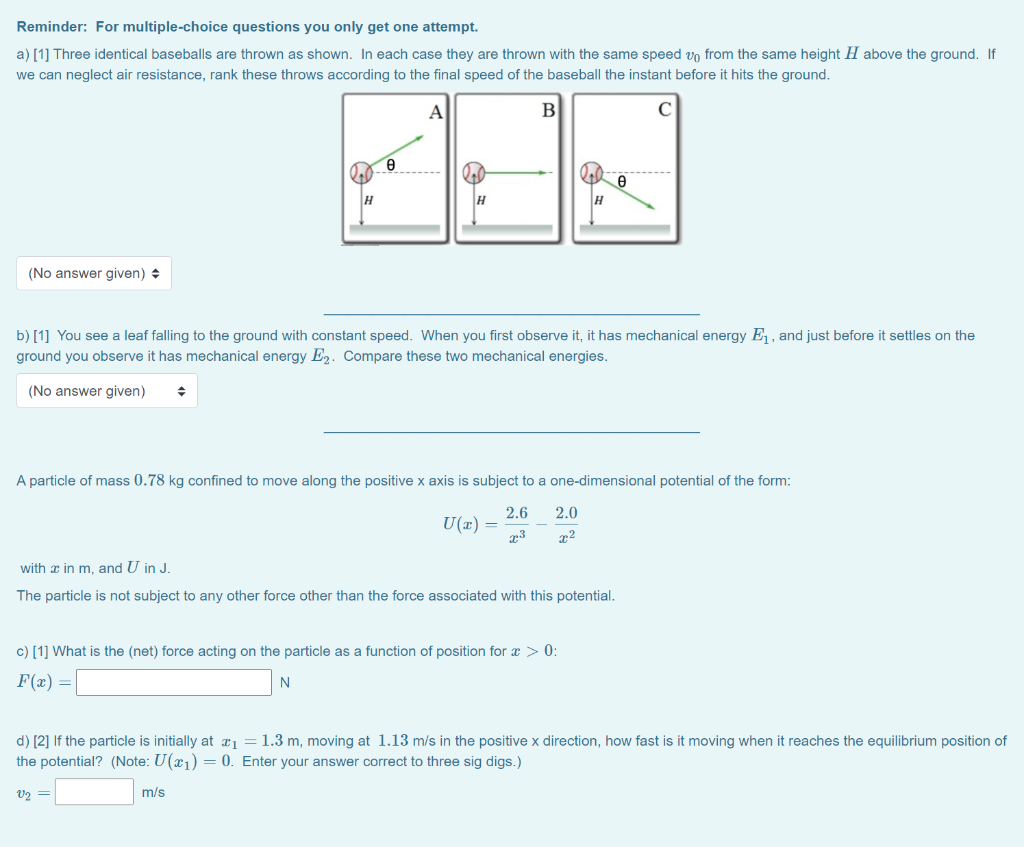 Solved Reminder: For multiple-choice questions you only get | Chegg.com