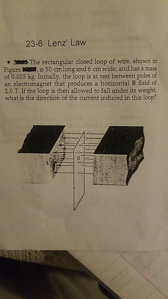 Solved 23-6 Lenz' Law The rectangular closed loop of wire, | Chegg.com
