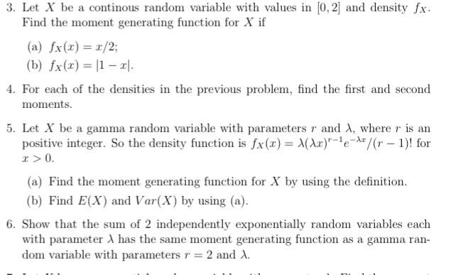 Solved 3. Let X be a continous random variable with values | Chegg.com