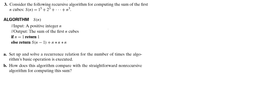 Solved 3. Consider the following recursive algorithm for | Chegg.com