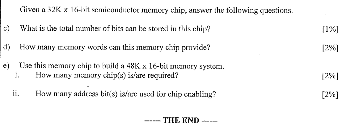 Solved Given A 32 K×16 Bit Semiconductor Memory Chip Answer
