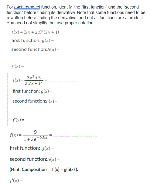 Solved For each product function, identify the "first | Chegg.com