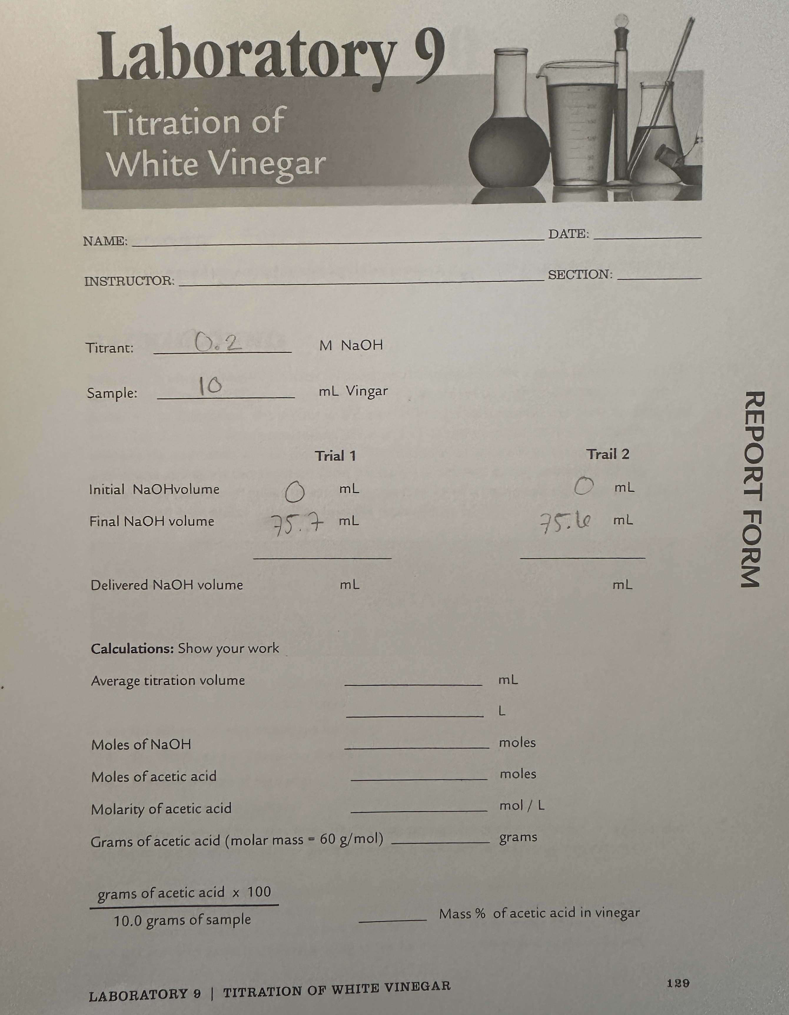 Solved Initial NaOH olume Delivered NaOH volume Final NaOH | Chegg.com