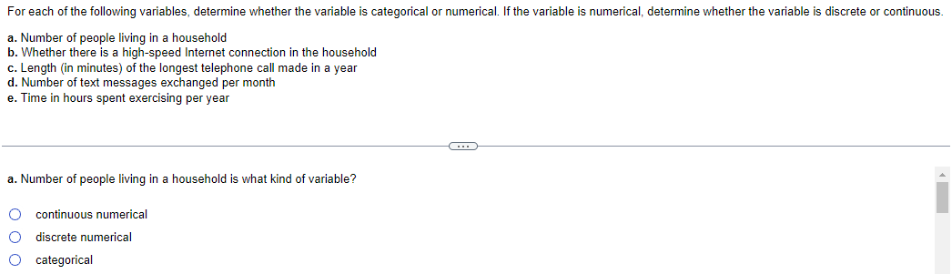 Solved For each of the following variables, determine | Chegg.com