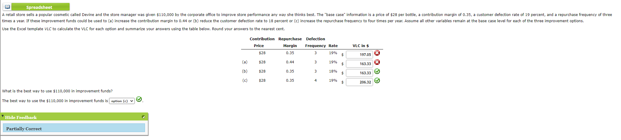 Solved Use the Excel template VLC to calculate the VLC for | Chegg.com