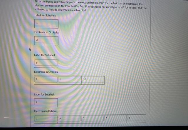 Solved Fill in the boxes below to complete the electron box | Chegg.com