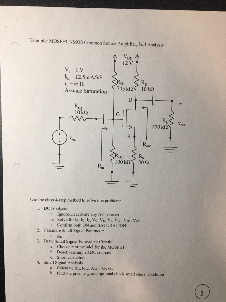 Solved Example: MOSFET NMOS Common Source Amplifier, Full | Chegg.com