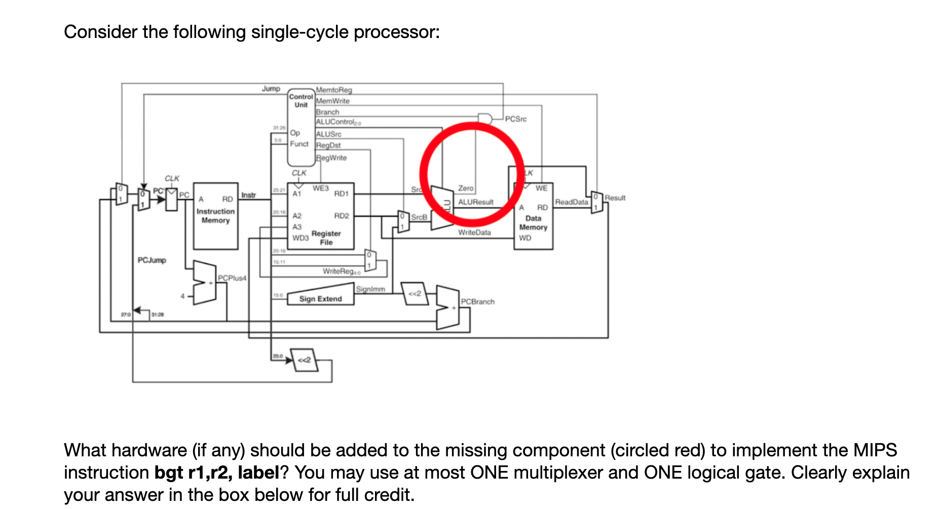 Consider the following single-cycle processor: Jump | Chegg.com