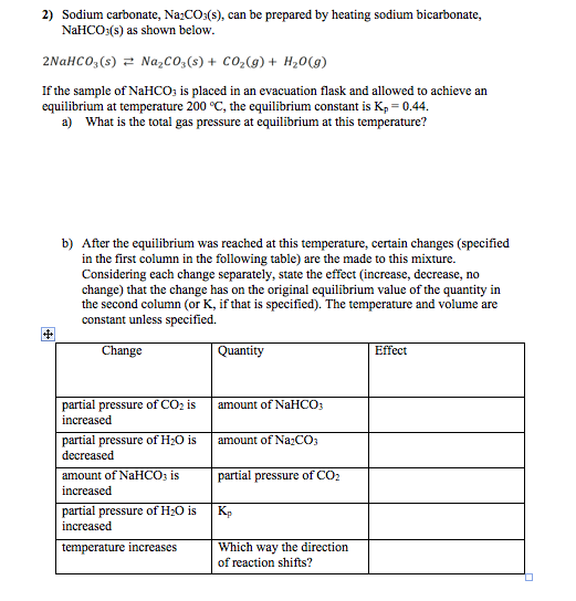 Solved 2) Sodium carbonate, Na2CO3(s), can be prepared by | Chegg.com