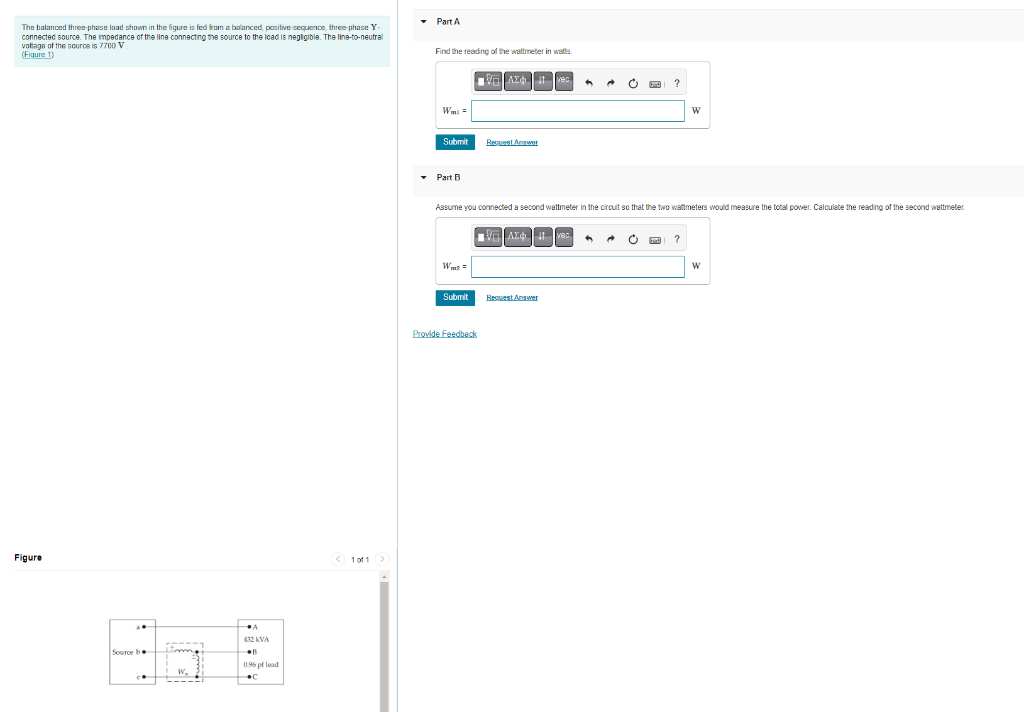 Solved The balanced three phase load shown in the figure is | Chegg.com