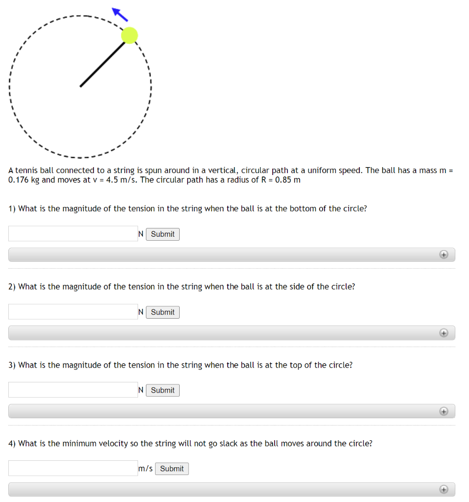 Solved A tennis ball connected to a string is spun around in | Chegg.com