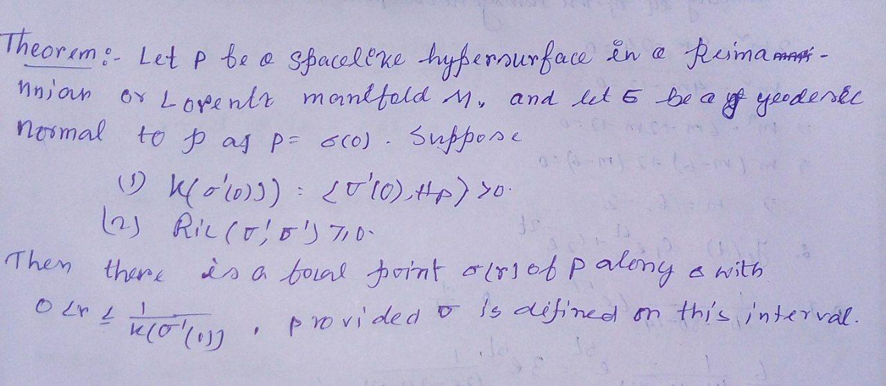 Solved Theorem. Let p te o spaceleke hypersurface in a Reima | Chegg.com