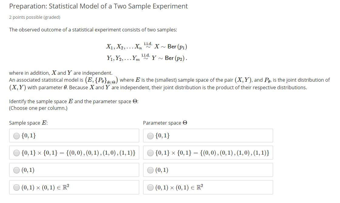 Solved Preparation: Statistical Model of a Two Sample | Chegg.com