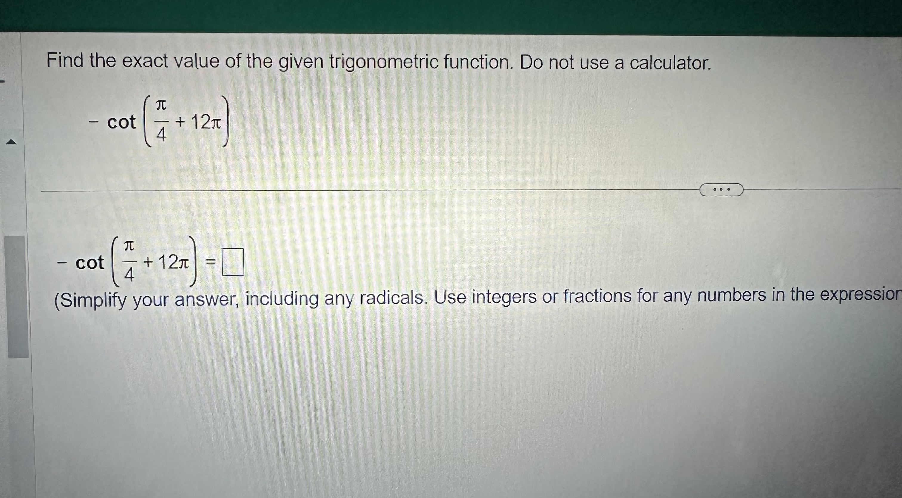 Find the exact value of the given trigonometric | Chegg.com