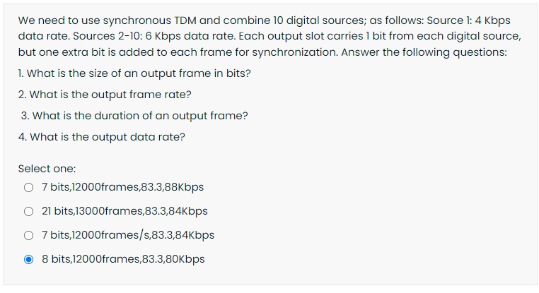 Solved We need to use synchronous TDM and combine 10 | Chegg.com