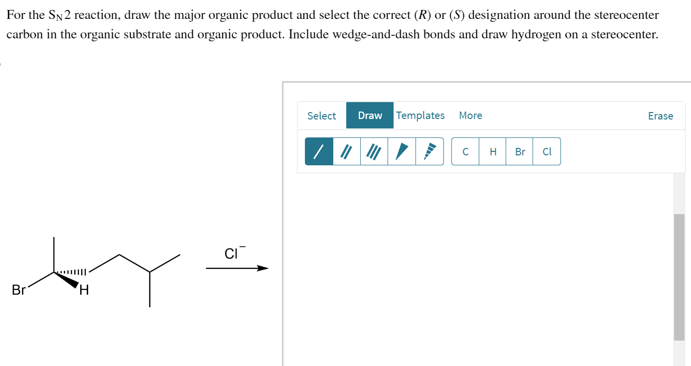 Solved For the SN2 ﻿reaction, draw the major organic product | Chegg.com