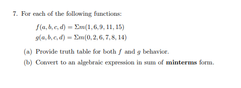 Solved 7. For each of the following functions: | Chegg.com