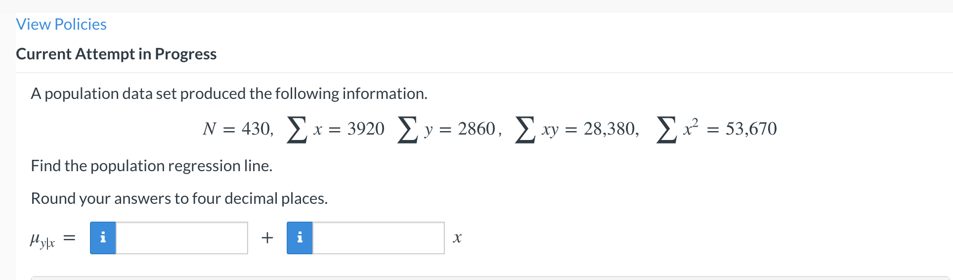 Solved A population data set produced the following | Chegg.com