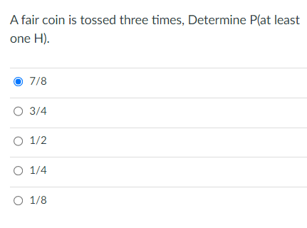 Solved A fair coin is tossed three times, Determine P (at | Chegg.com