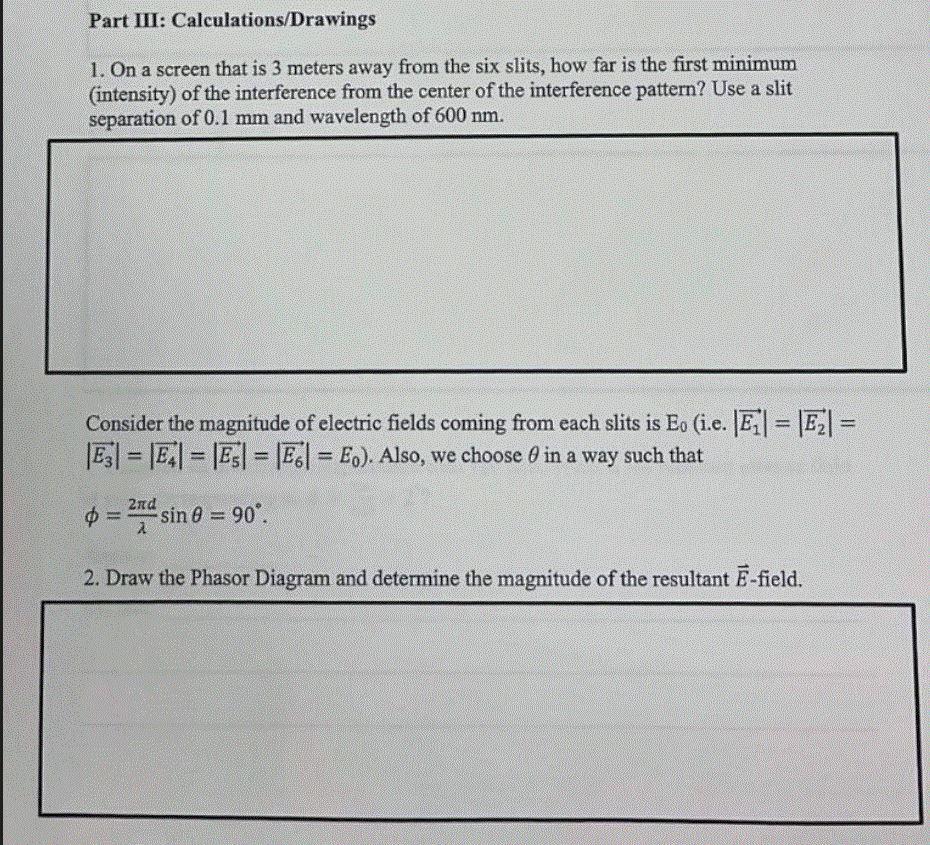 Solved Part III: Calculations/Drawings 1. On a screen that | Chegg.com