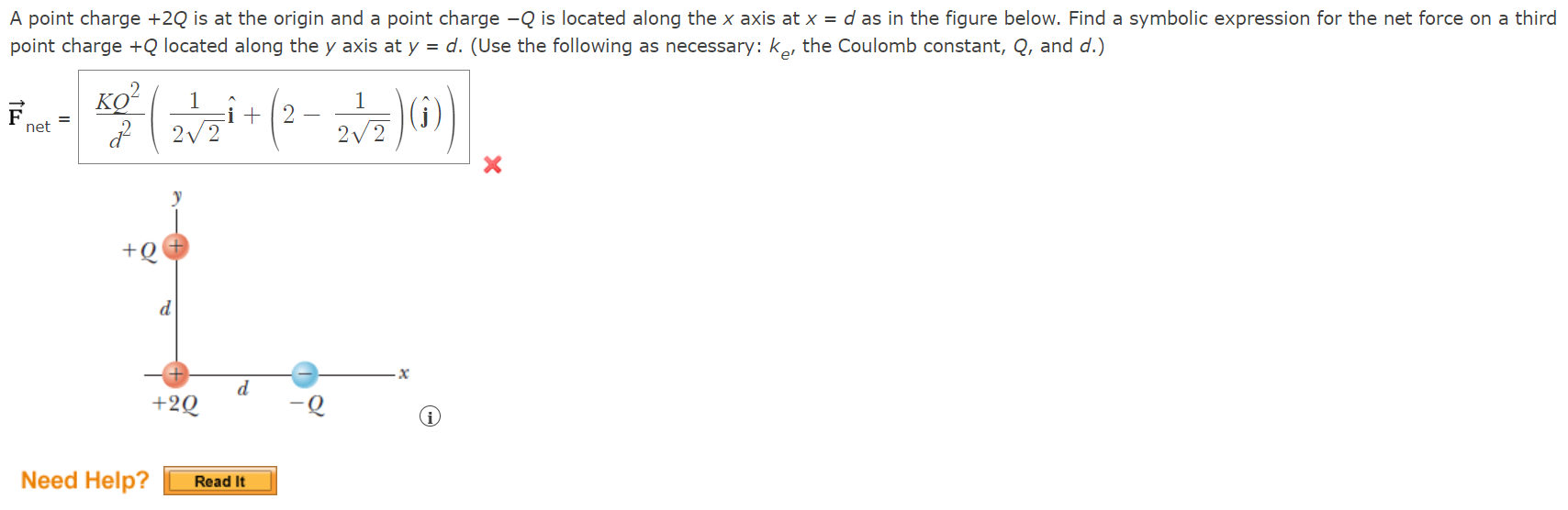 Solved A point charge +2Q is at the origin and a point | Chegg.com