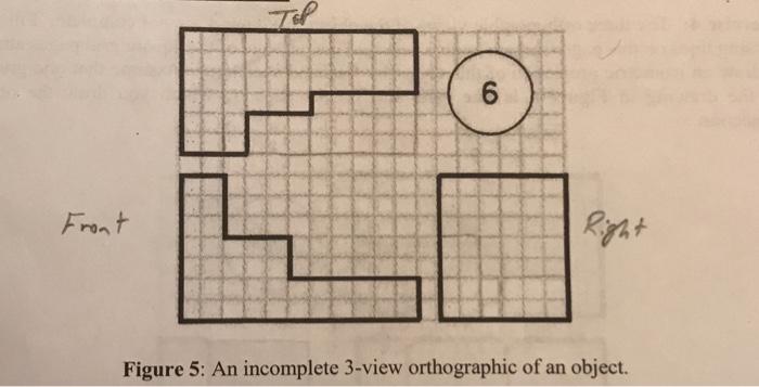 Solved Figure 5: An incomplete 3-view orthographic of an | Chegg.com
