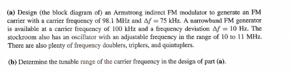 Solved (a) Design (the block diagram of) an Armstrong | Chegg.com