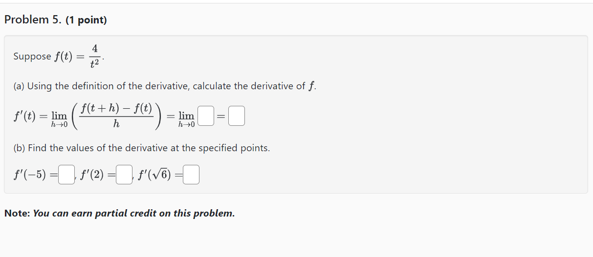 Solved Suppose f(t)=t24. (a) Using the definition of the | Chegg.com
