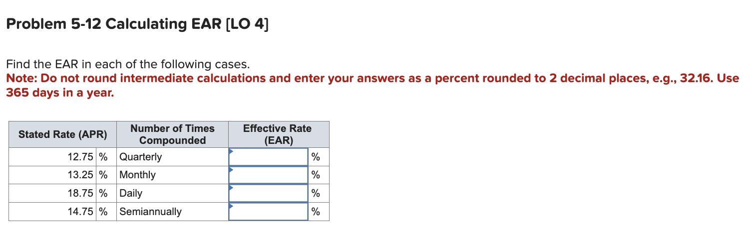 Solved Find the EAR in each of the following cases. Note: Do | Chegg.com