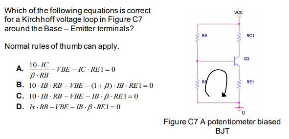 Solved VCC Which of the following equations is correct for a | Chegg.com