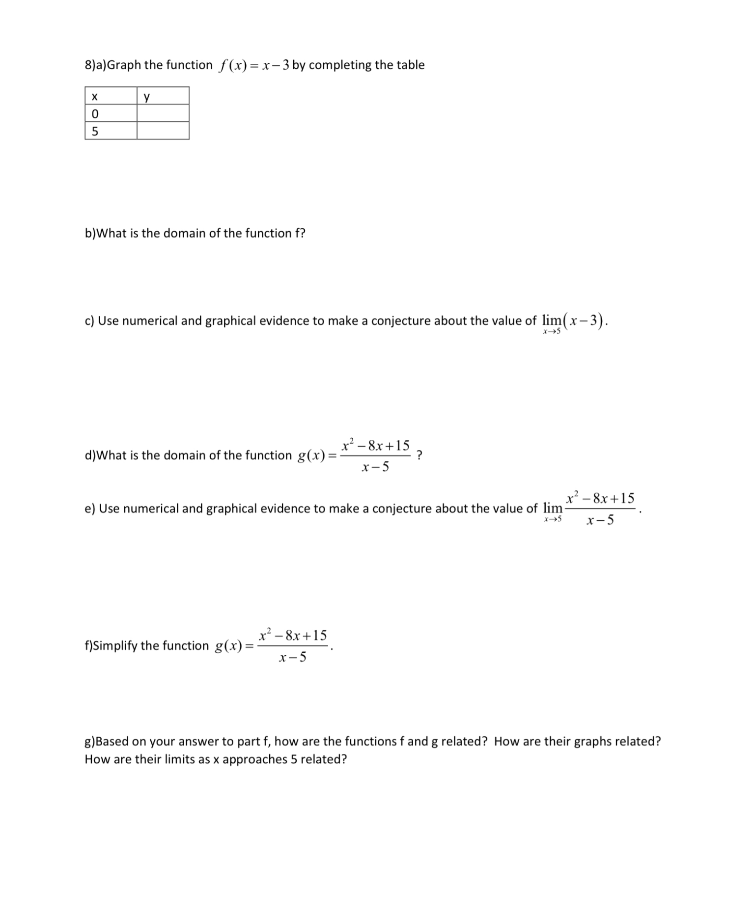 Solved a) ﻿Graph the function f(x)=x-3 ﻿by completing the | Chegg.com