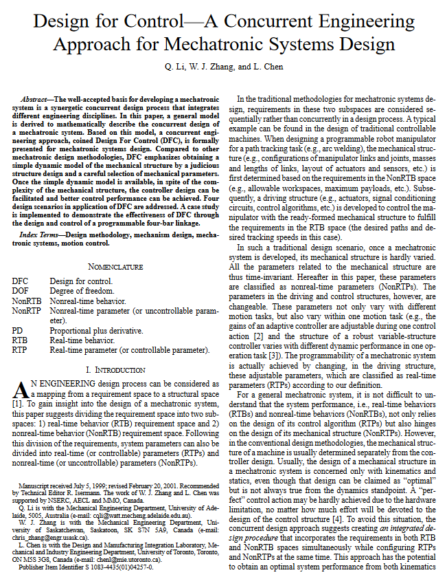 Solved Design for Control-A Concurrent Engineering Approach | Chegg.com