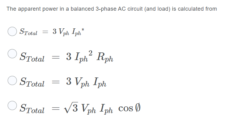 Solved The apparent power in a balanced 3-phase AC circuit | Chegg.com