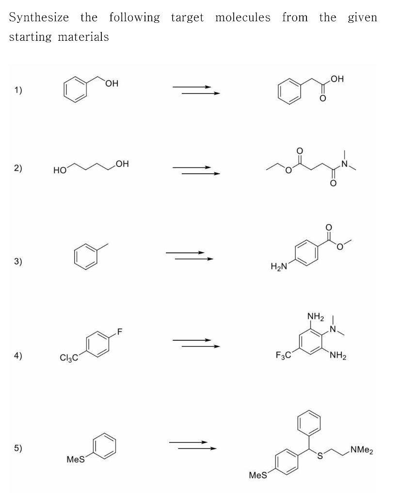 Solved Synthesize the following target molecules from the | Chegg.com