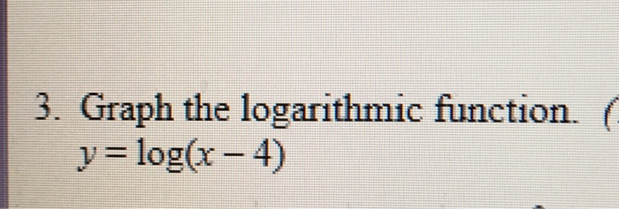 Solved Graph the logarithmic function. y = log(x - 4) | Chegg.com