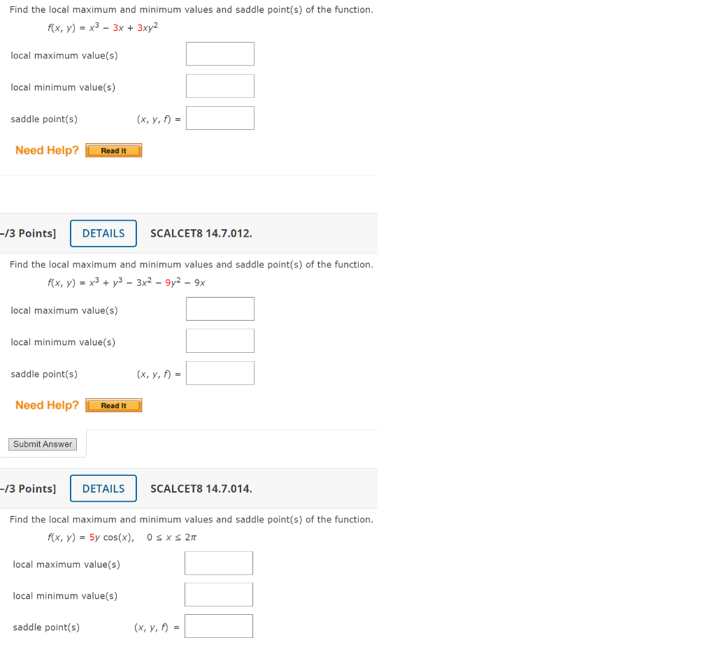 Find the local maximum and minimum values and saddle | Chegg.com