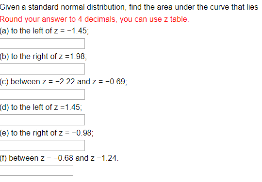 Solved Given a standard normal distribution, find the area | Chegg.com