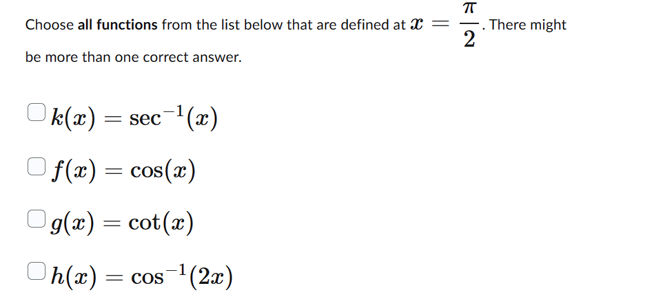 Solved Choose all functions from the list below that are | Chegg.com