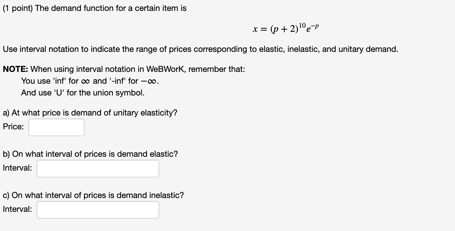 Solved The demand function for a certain item is | Chegg.com