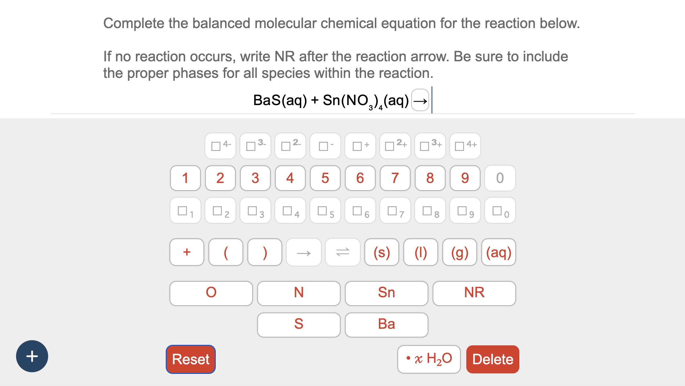 Solved BaS(aq)+Sn(NO3)4(aq)→ | Chegg.com
