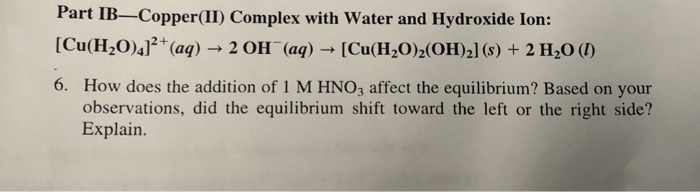 Solved Part IB-Copper(II) Complex with Water and Hydroxide | Chegg.com